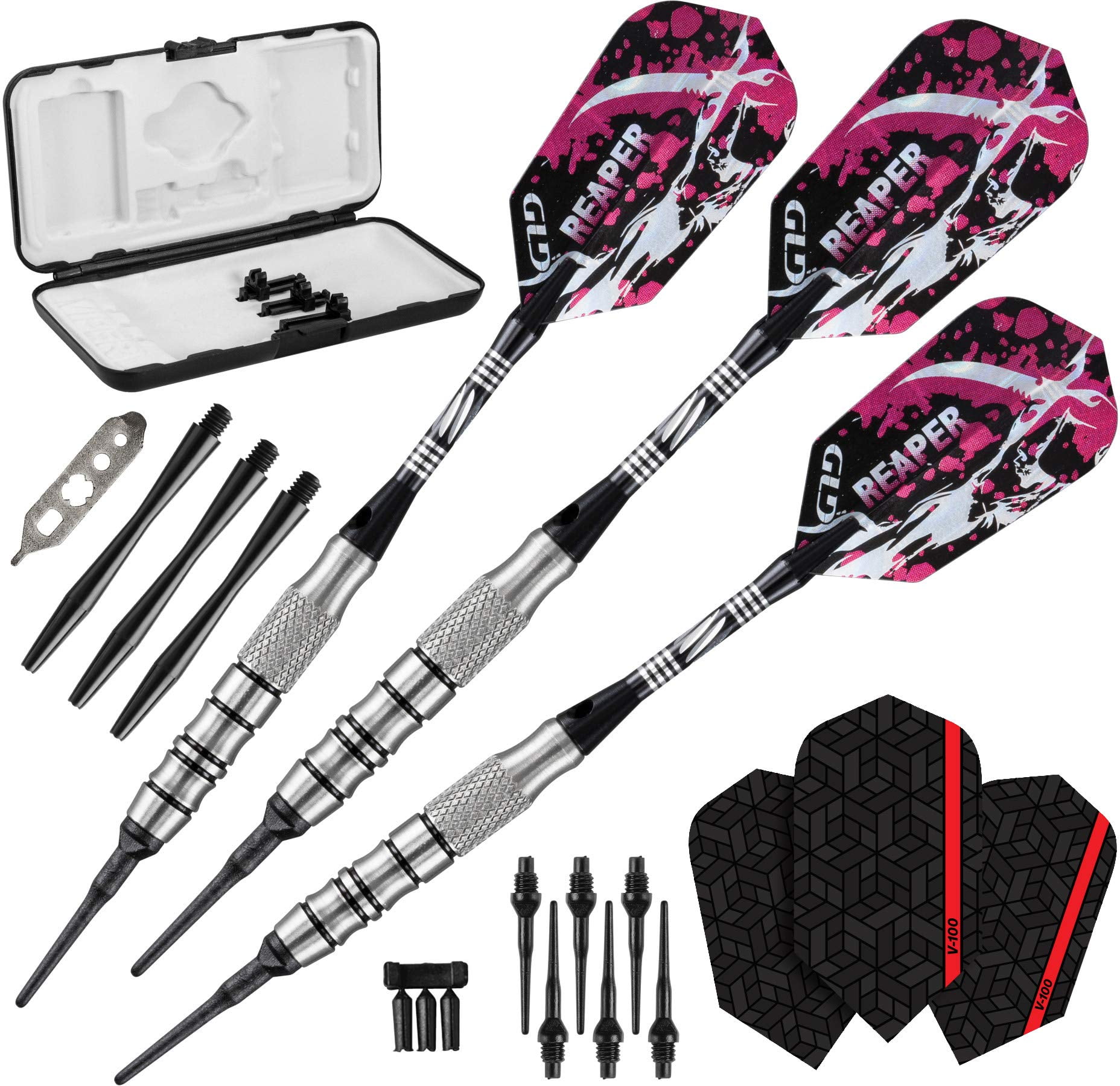 Darts Viper Grim Reaper, 80% tungsteno, punta blanda, 16 g, con funda ...