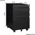 3-Drawer Mobile File Cabinets Rolling Metal Filing Cabinet for Legal ...