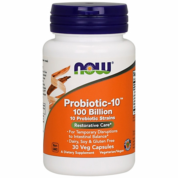Suplemento Probiótico Now Foods 10 cepas 100 Mil millones 30 Vcaps ...