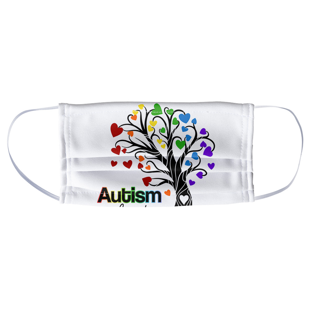 Autism Acceptance Tree of Life Hearts 1-Ply Reusable Face Mask Covering ...
