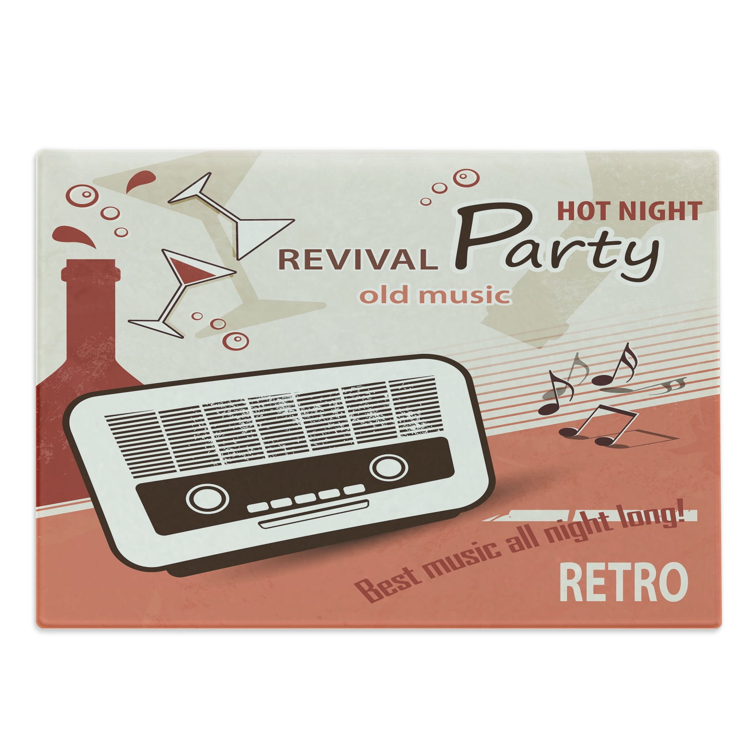 70s Party Cutting Board, Old Fashioned Party Poster Old Radio Cocktails ...