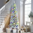 SHareconn 6ft Prelit Artificial Snow Flocked Pencil Christmas Tree with ...