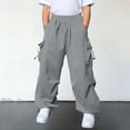 BOOMNY Boys Cargo Pants Elastic Waist Solid Color Wide Leg Athletic ...