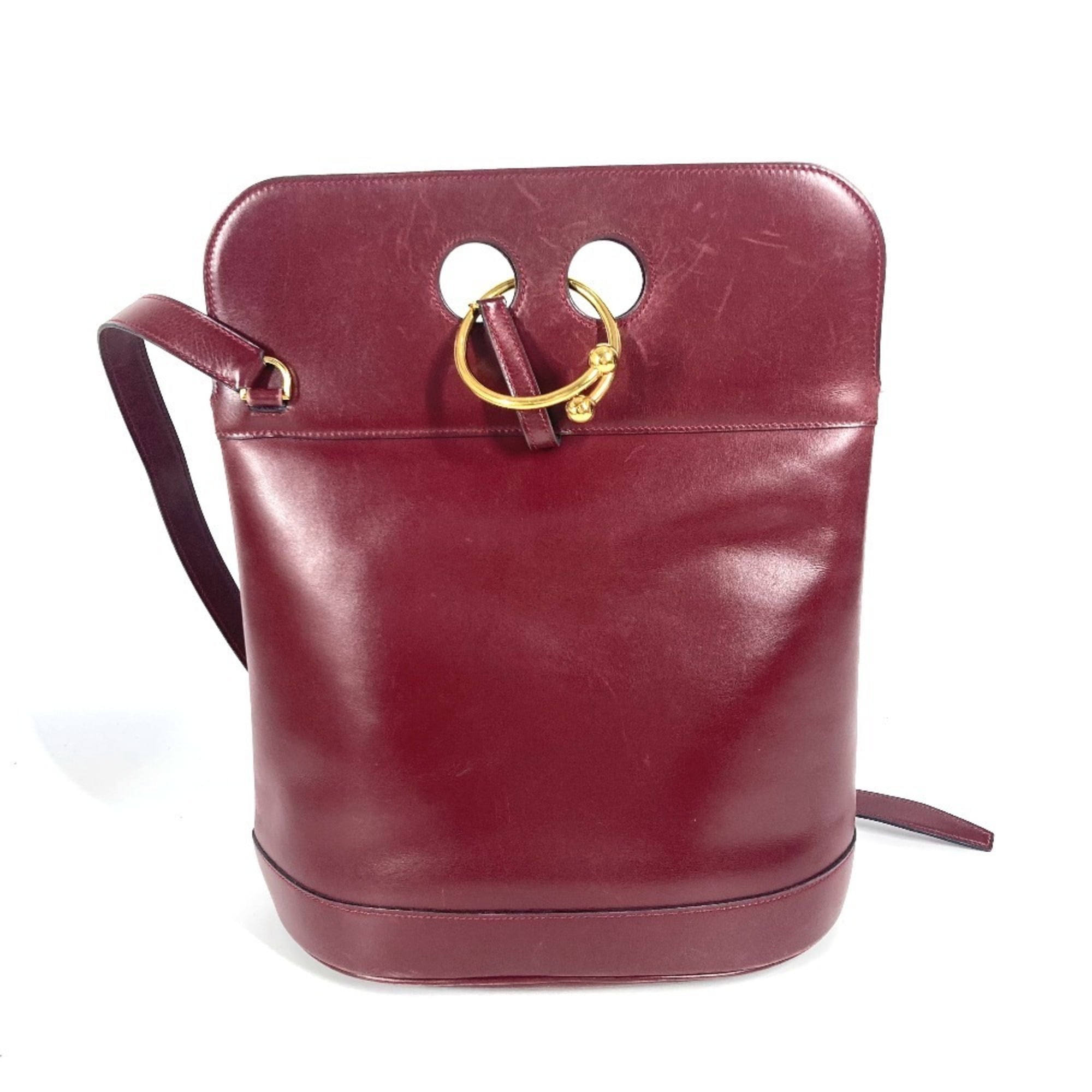 Pre-Owned HERMES Vintage Alix Shoulder Bag, Leather, Women's, Bordeaux ...