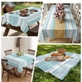 Blue Cyan White Striped Table Cloth 52x70in, Waterproof Rectangle ...