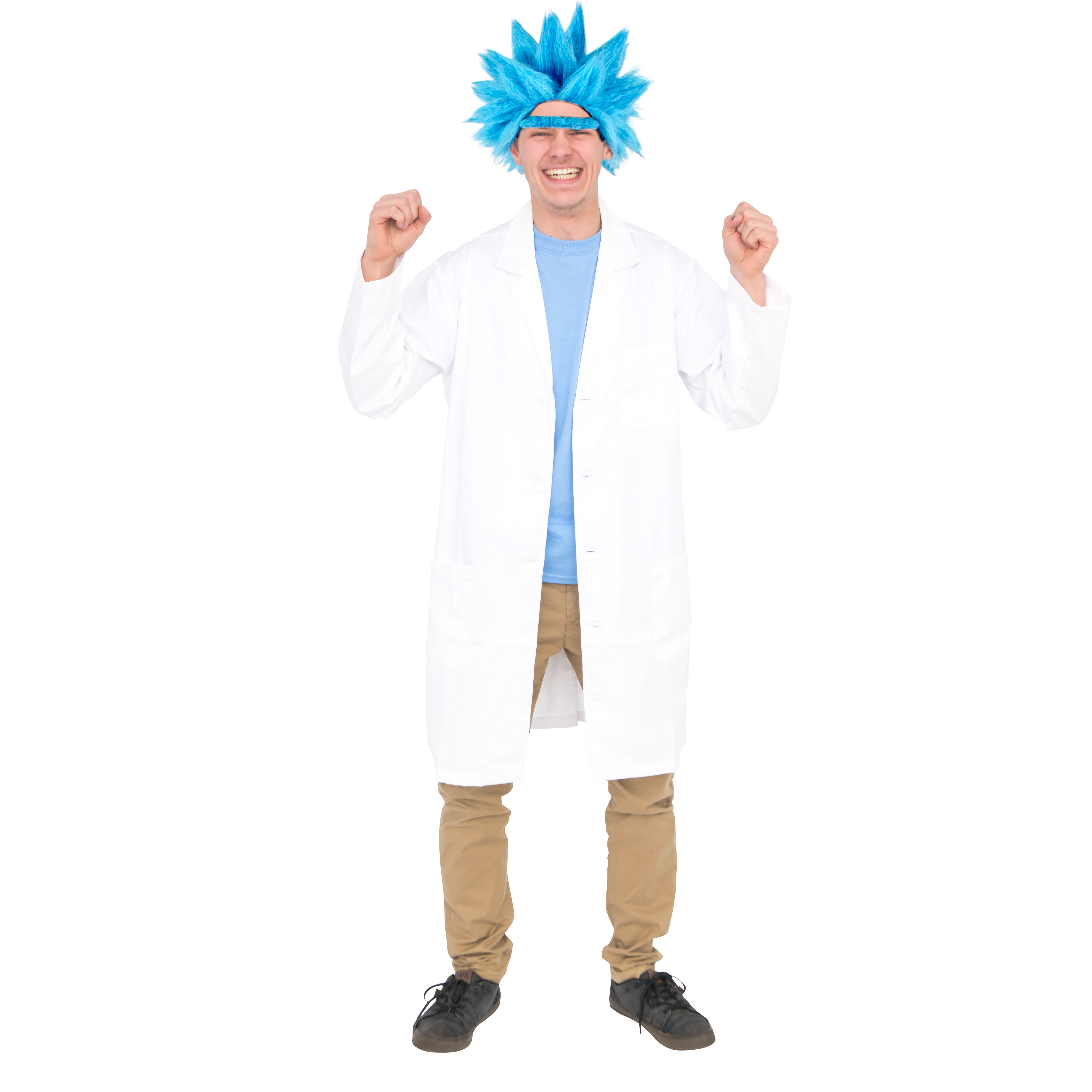 Deluxe Ricky Sanchez Wig Eyebrow and Lab Coat Cosplay Costume Set ...