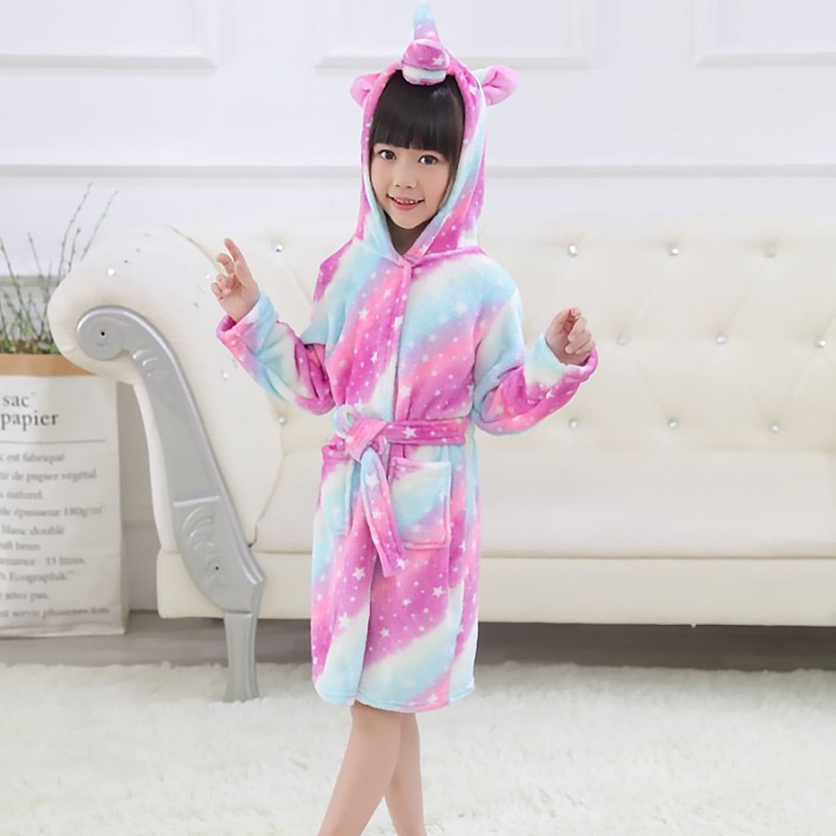 Click here for Kawell Soft Unicorn Hooded Flannel Bathrobes - Uni... prices
