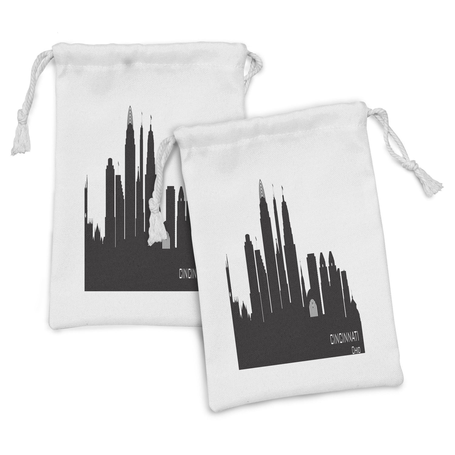 Cincinnati Fabric Pouch Set of 2, Details Towers Modern Outline ...
