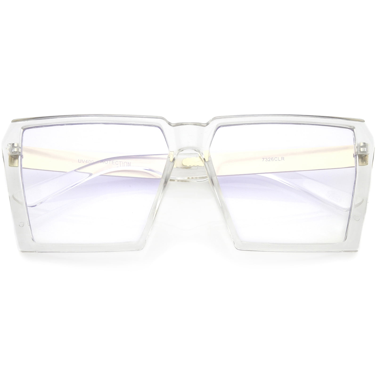 Oversize Modern Chunky Square Eyeglasses Flat Clear Lens 60mm (Clear ...