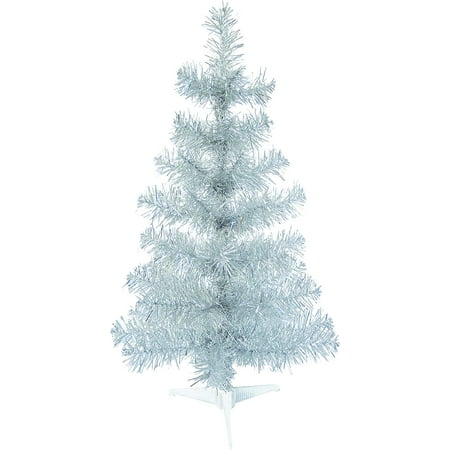 2 Foot High Silver Tinsel Christmas Tree, Tabletop Tree | Walmart Canada