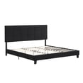 King Size Upholstered Platform Bed Frame with Linen Fabric Headboard ...