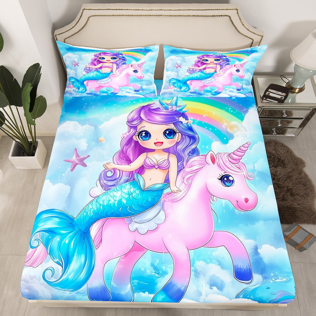 Click here for Yst Girls Unicorn Full Bed Sheets Cute Mermaid Fit... prices