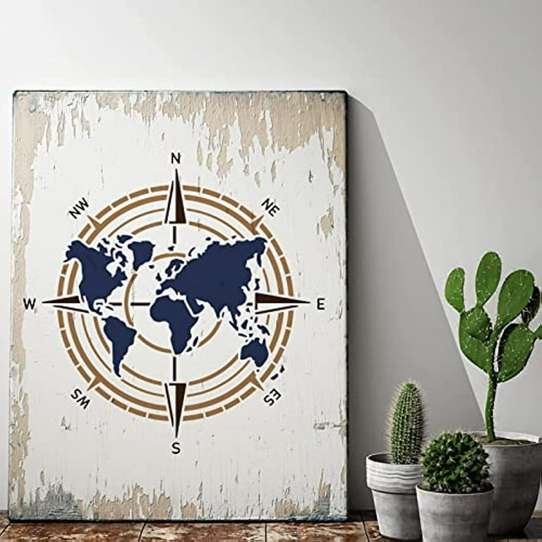 Large World Map And Compass
