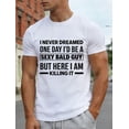 “Funny Bald Head Graphic Print Short Sleeve Crew Neck T-Shirt ...