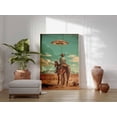Affixzi Retro Sci-Fi Cowboy Art Print, Vintage Western Wall Decor, UFO ...