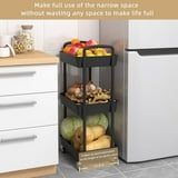 COWIN 3 Tier Metal Rolling Utility Cart, Black, Small Organizer with ...