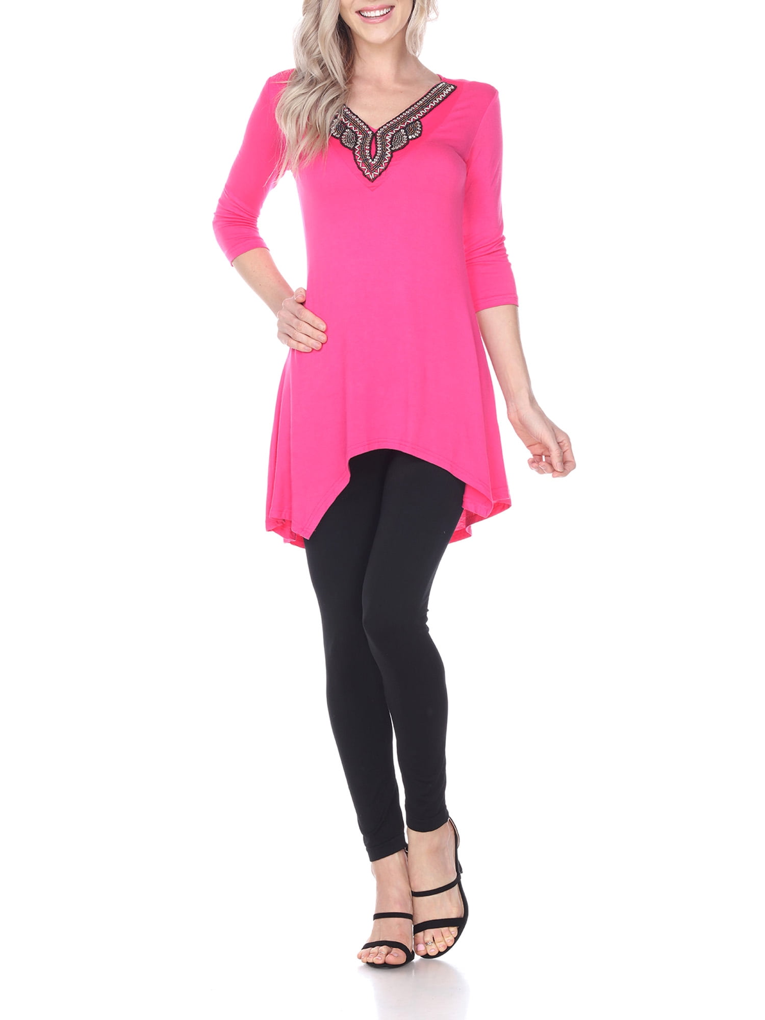 Women's 3/4 Sleeve Beaded Tunic - Walmart.com