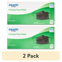 (2 pack) Equate Earloop Disposable Face Masks, Black, 25 Count ...