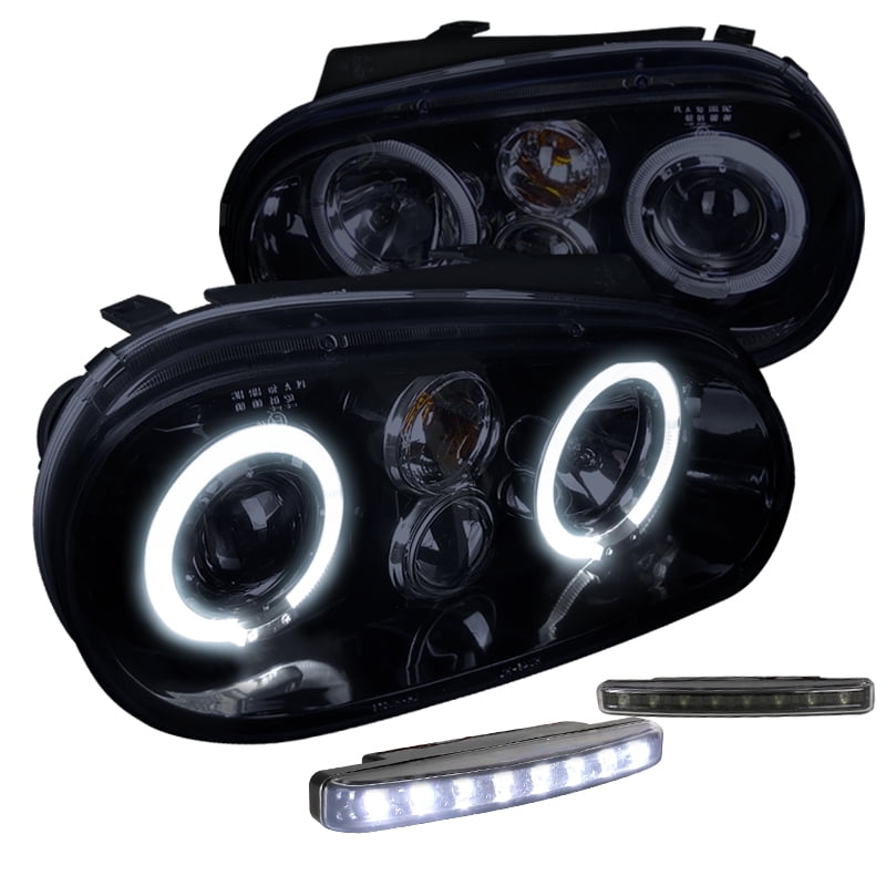Spec-D Tuning Glossy Black Smoke Halo Projector Headlights + LED ...