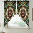 Bohemian Green Flower Pattern Swag Curtain Valance for Window 2 Panels ...