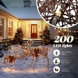 2pcs 4ft 30V 3.6W Moose Family 200LED Leather String Light, Garden ...