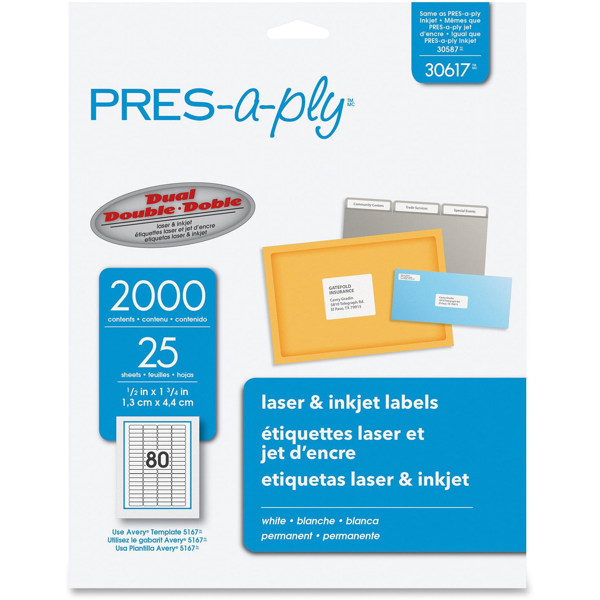 Avery Press-A-Ply Return Address Laser Labels - Walmart.com