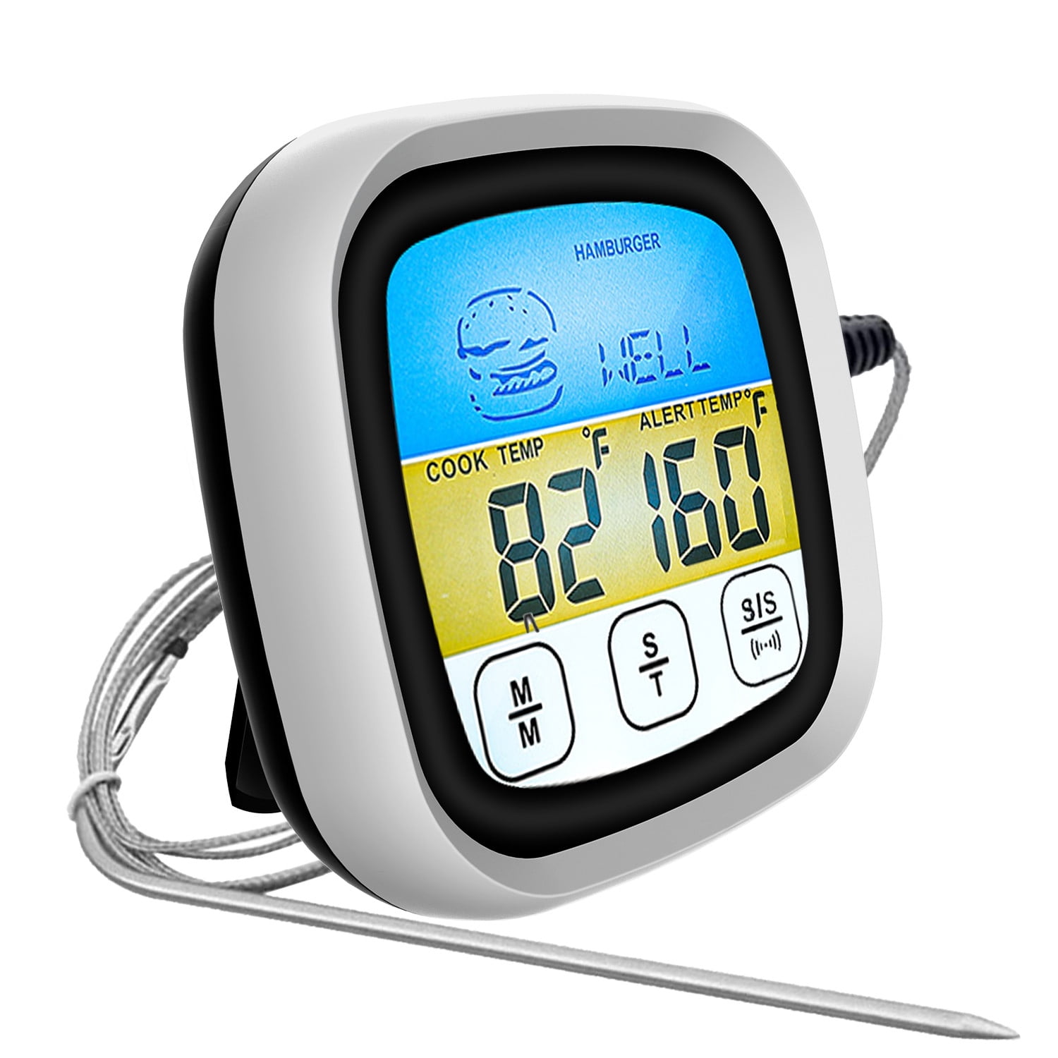 Elegant Choise Meat Thermometer LED Digital Backlight Display Timer ...