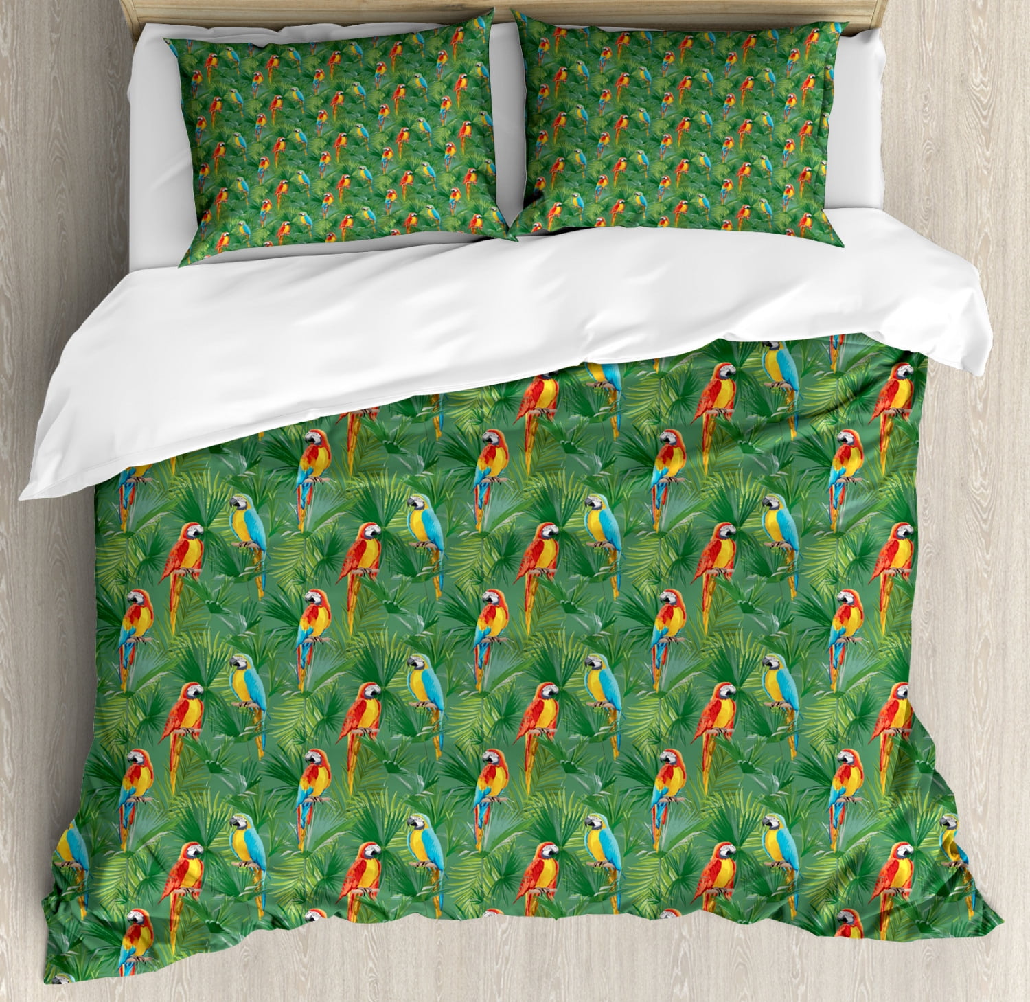 Jungle Duvet Cover Set Queen Size, Green Lush Rainforest Background ...