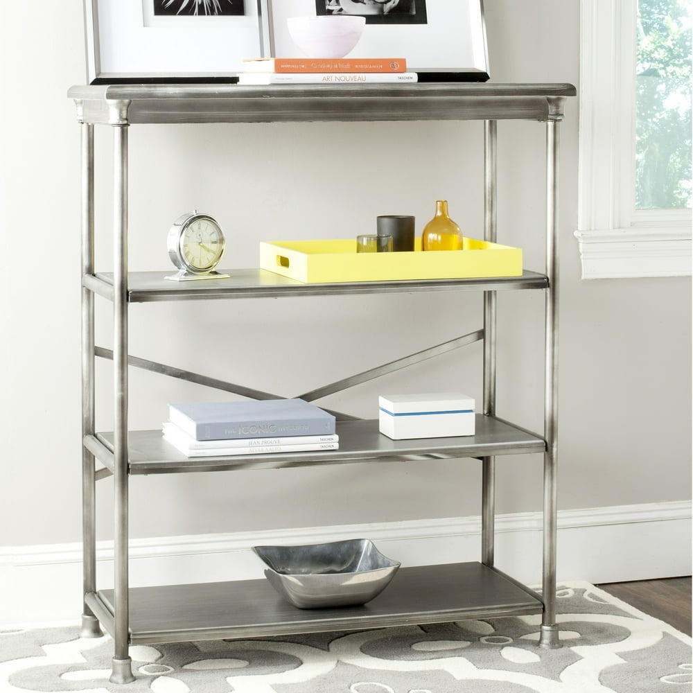 Safavieh Jamison 3 Tier Industrial Glam Large Bookcase, Dark Silver ...