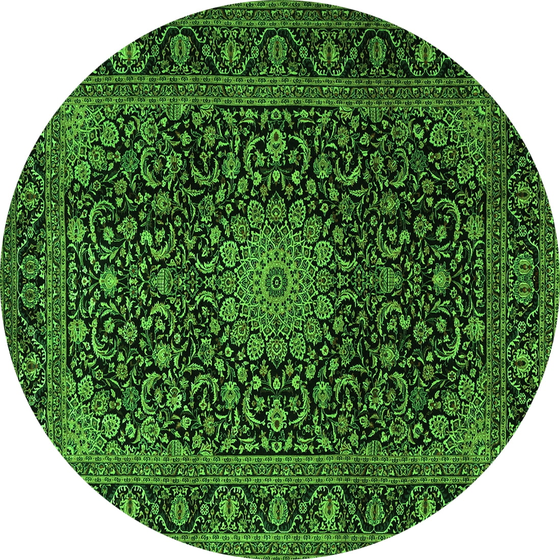 Ahgly Company Indoor Round Medallion Green Traditional Area Rugs, 8 ...