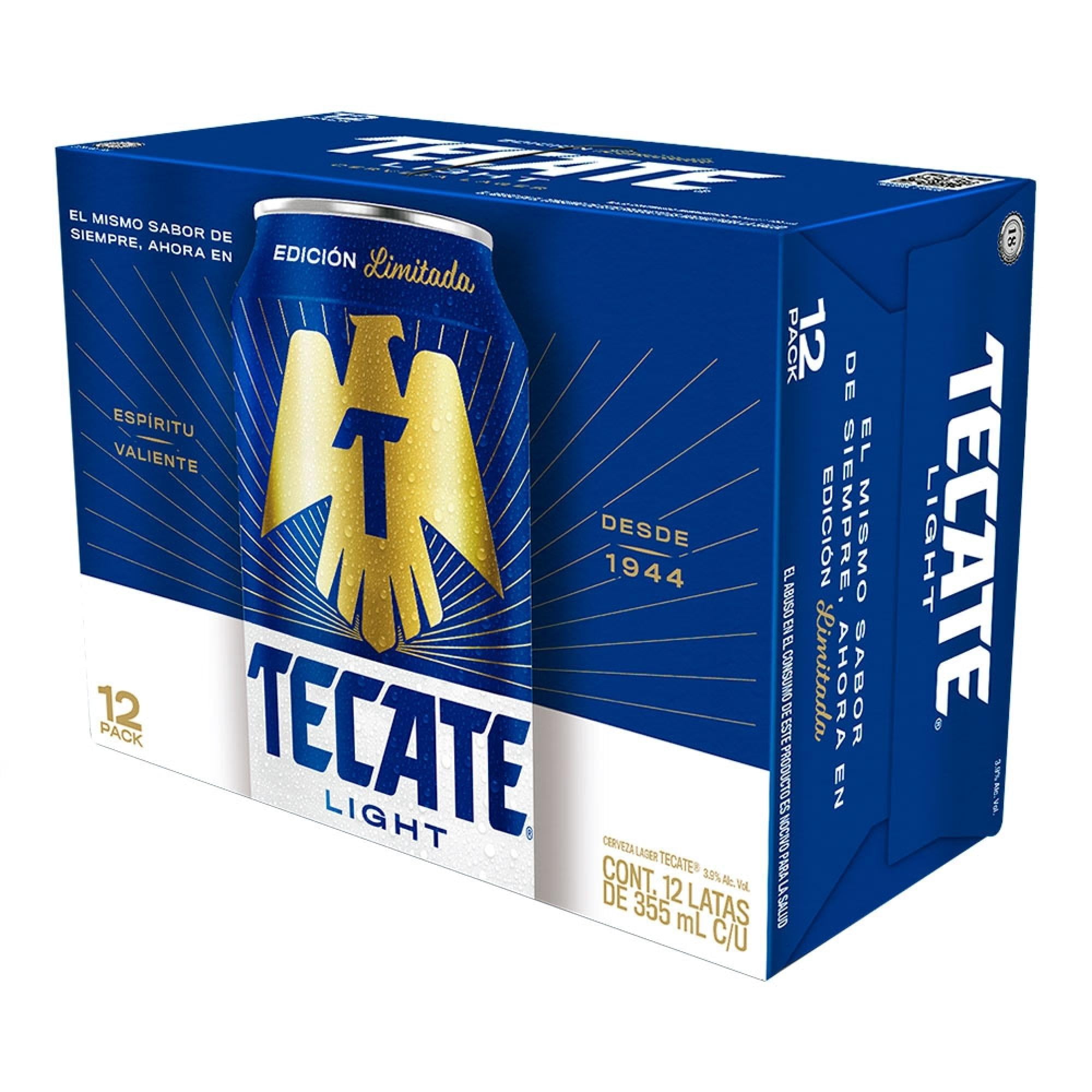 Cerveza clara Tecate light 12 latas de 355 ml c/u | Bodega Aurrera en línea