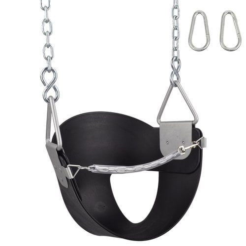 Swing Set Stuff Inc. Highback Half Bucket with Chains and Hooks (Black ...