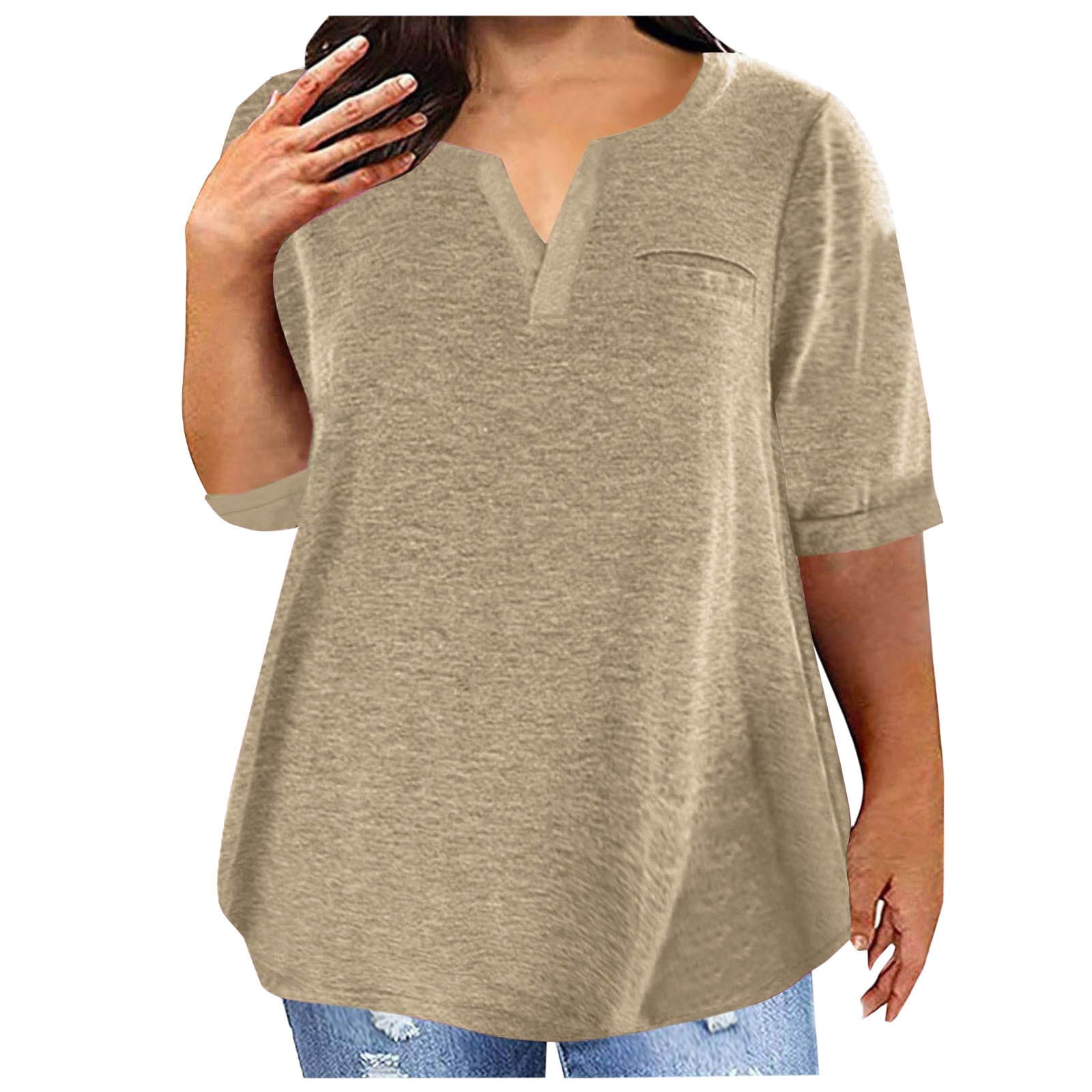 Click here for Plebaso Plus Size Tops For Women Short Sleeve V Ne... prices
