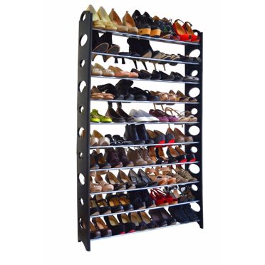 Mainstays 10 Tier 60 Pair Metal and Mesh Rolling Shoe Rack - Walmart.com