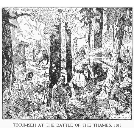 Tecumseh: Thames, 1813. /Ntecumseh Exhorting His Warriors At The Battle ...