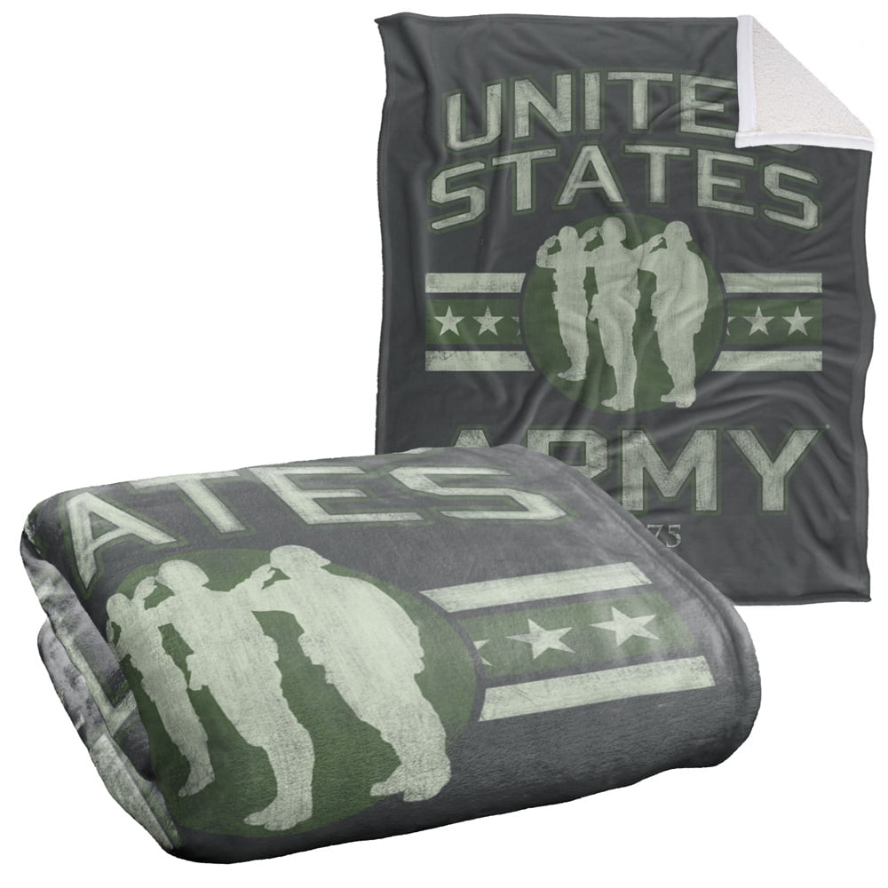 U.S. Army Blanket, 50"x60" United States Army, Silky Touch Sherpa Back ...
