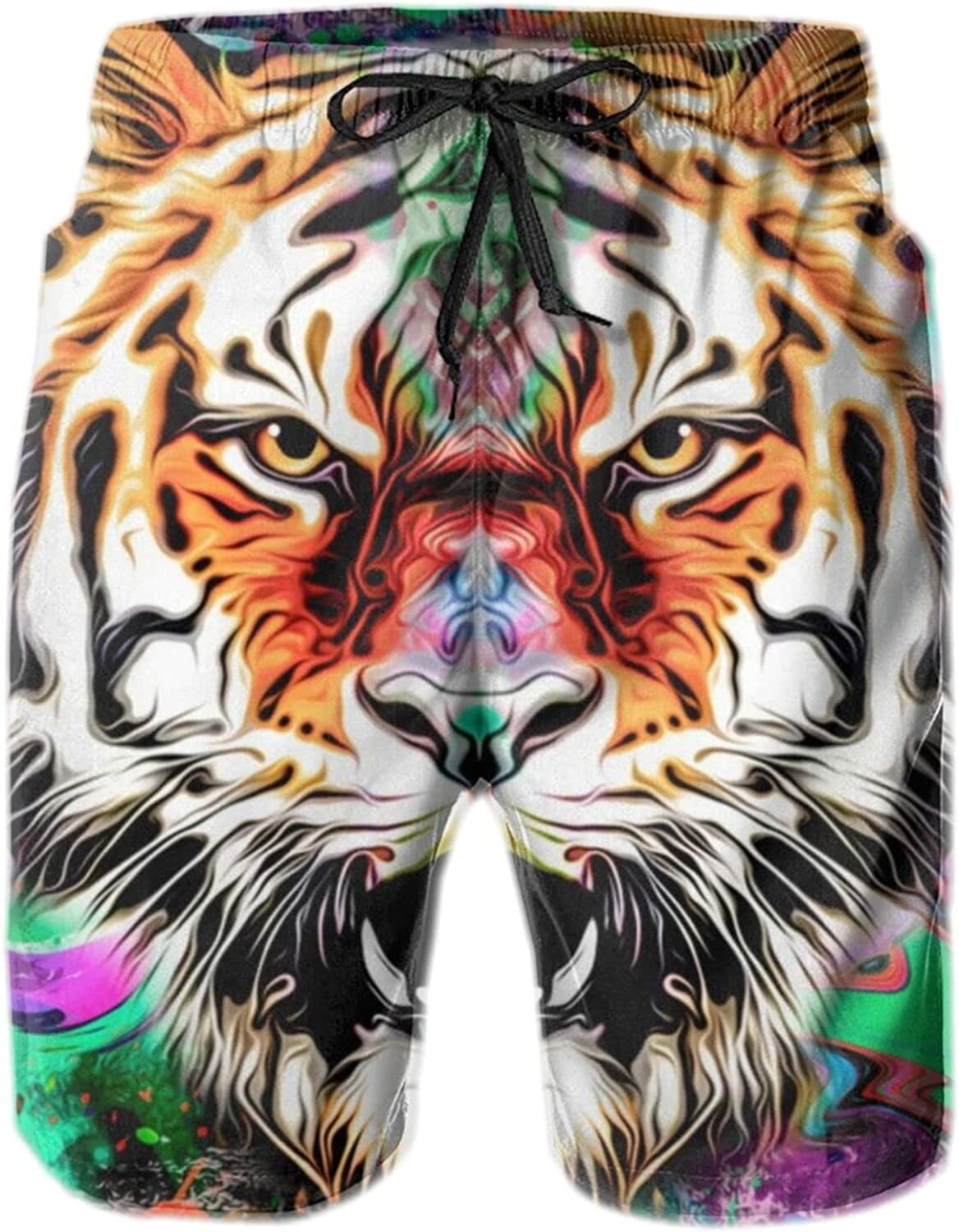 Men's Tiger Doodle Swim Trunks Quick Dry Swim Shorts Stylish Beach ...