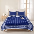 Blue Plaid 3 Piece Quilt Bedding Set with 2 Pillow Shams, Country ...