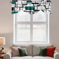 Abstract Squares Tie Up Valance Curtains Green Gray Geometric Line ...