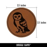 Inquisitive Barn Owl 2.5" Faux Leather Round Engraved Iron-On Patch ...