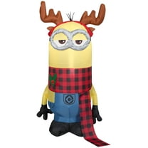 Airblown Inflatable Minion Kevin with Antlers and Plaid Scarf - Outdoor ...