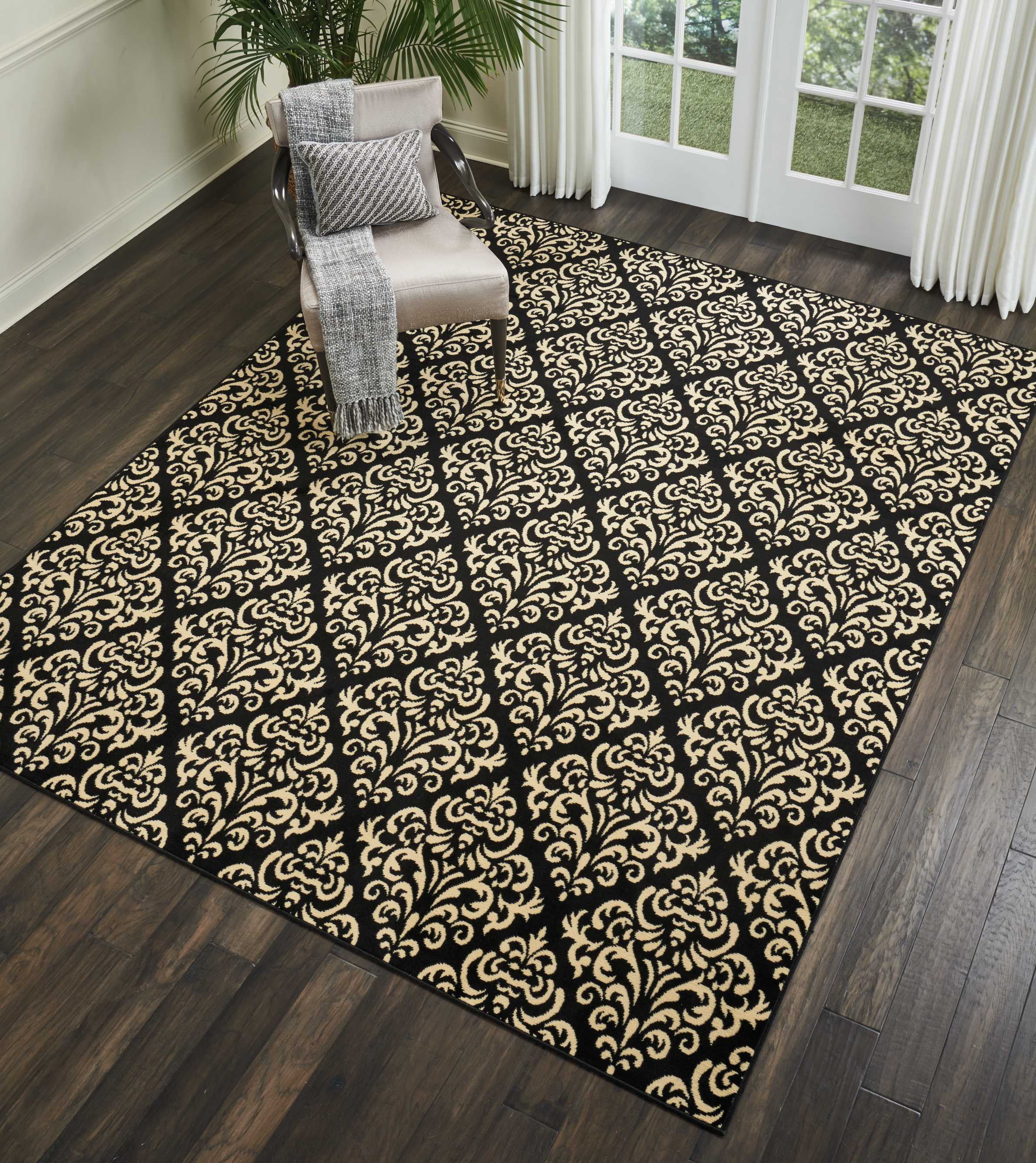 Nourison Grafix Damask Black Area Rug - Walmart.com - Walmart.com