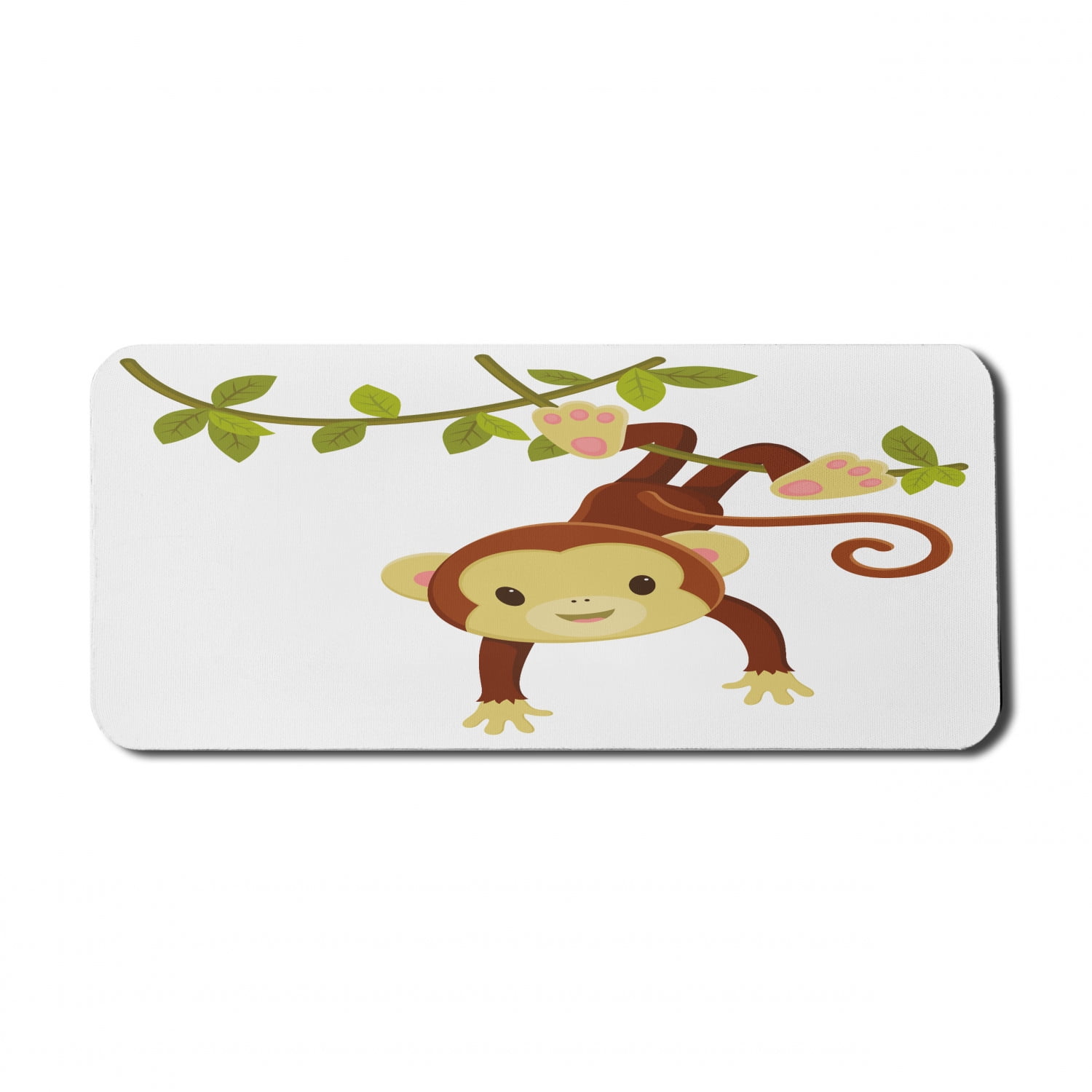 Cartoon Computer Mouse Pad, Monkey Hanging on Liana Playful Safari ...