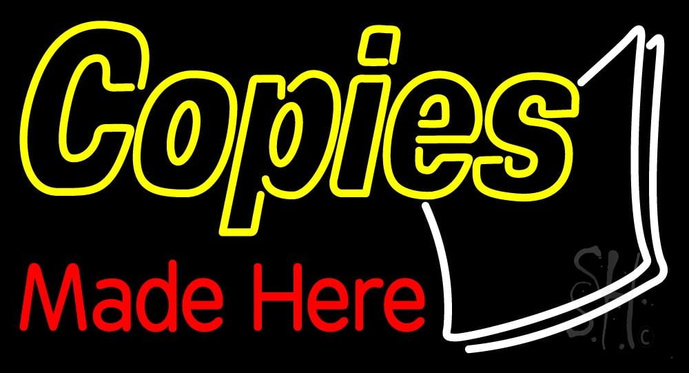 Copies Made Here 1 LED Neon Sign 20 x 37 - inches, Clear Edge Cut ...