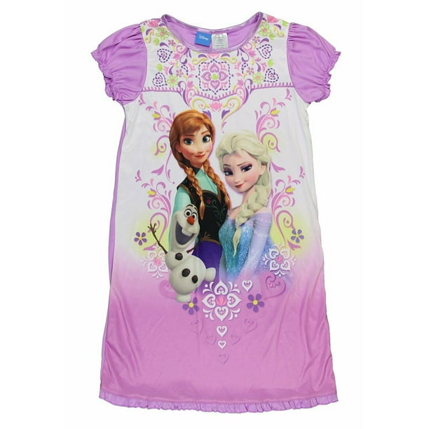Disney Frozen Anna Elsa Short Sleeve Nightgown Pajama Girl Size 7/8 ...