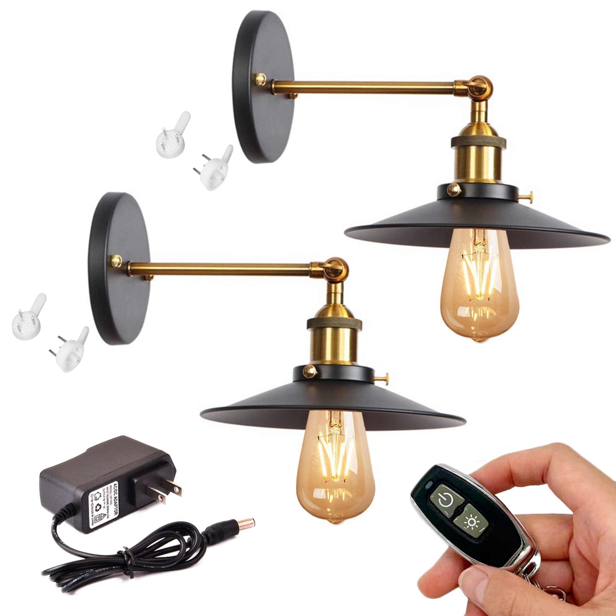 FSLiving Industrial Wall Sconce Rechargeable Battery Operated LED ...