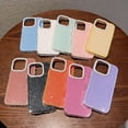 Bling Glitter Diamond Camera Edge Solid Color Phone Case for iPhone ...