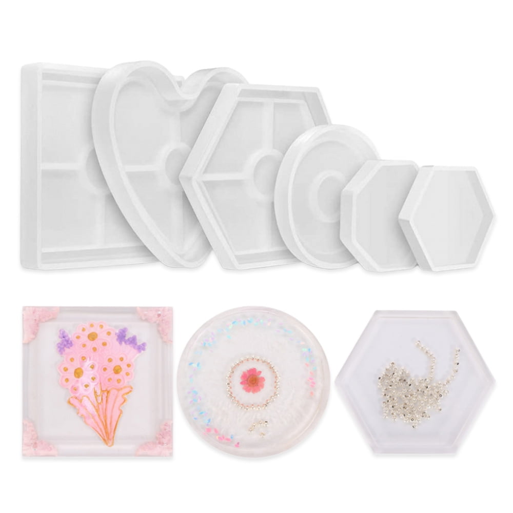6-piece mold kit, hexagonal, octagonal, circular, heart-shaped, and ...