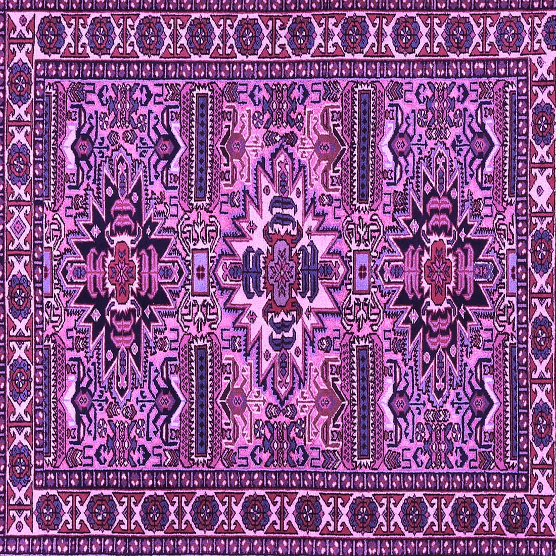 Ahgly Company Indoor Square Persian Purple Traditional Area Rugs, 6 ...