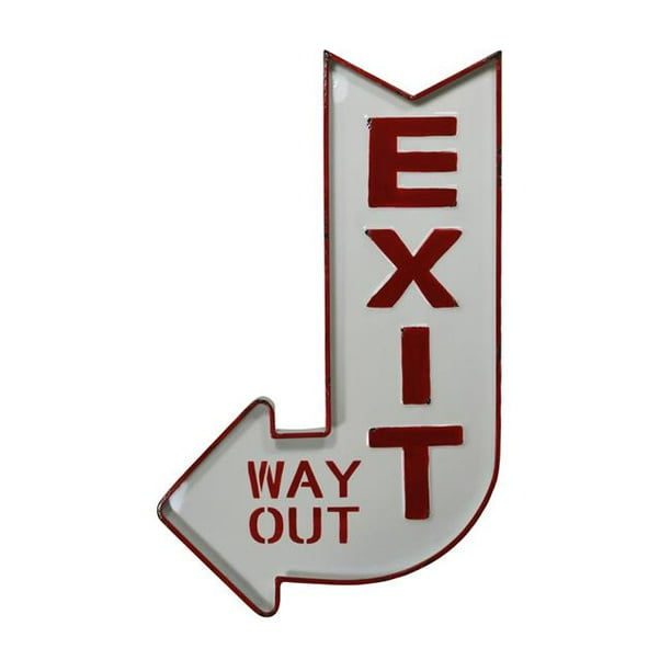 Cheungs 4872 Lacquered Red & White Metal Exit Arrow Sign - Walmart.com ...